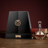 China Custom Trapezoid Wooden Double Door Liquor Gift Box Spirits Whiskey Box Wholesale for sale