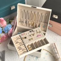 China Multi Layer Leather Jewelry Box Luxury Necklace Earring Storage Organizer Wholesale for sale