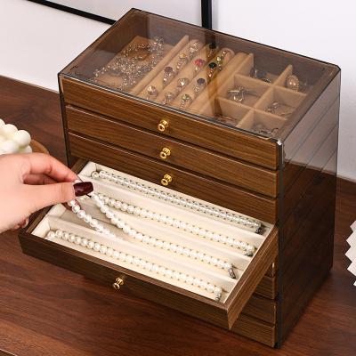 China Multi Layer Leather Jewelry Box Luxury Necklace Earring Storage Organizer Wholesale for sale