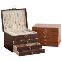 China Walnut Wood Jewelry Box Large Capacity Anti Tarnish Gold Jewelry Storage Organizer for sale