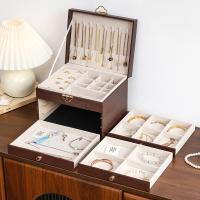 China Walnut Wood Jewelry Box Large Capacity Anti Tarnish Gold Jewelry Storage Organizer for sale