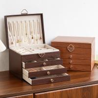China Walnut Wood Jewelry Box Large Capacity Anti Tarnish Gold Jewelry Storage Organizer for sale