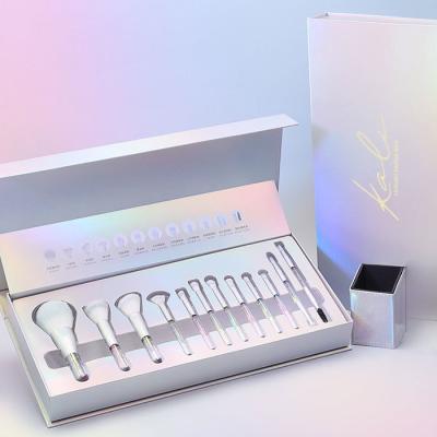 China Custom Holographic 12 Pcs Makeup Brush Set Iridescent Cosmetic Brush Gift Box Wholesale for sale