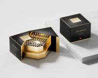 China Luxury Black Gold Double Door Skincare Gift Set Multi Drawer Cosmetic Box With Leather Handle Wholesale for sale