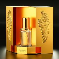 China Luxury Gold Double Door Perfume Gift Box 3D Angel Wing Embossed Perfume Packaging Wholesale for sale