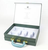 China Custom Dark Green Briefcase Gift Box With Leather Handle Metal Lock Luxury Gift Packaging Wholesale for sale