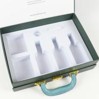 China Custom Dark Green Briefcase Gift Box With Leather Handle Metal Lock Luxury Gift Packaging Wholesale for sale