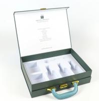 China Custom Dark Green Briefcase Gift Box With Leather Handle Metal Lock Luxury Gift Packaging Wholesale for sale