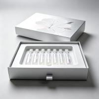 China Custom Silver Sakura Print Cosmetic Gift Box with 7 Ampoule Bottle Insert for Skincare Packaging Box for sale