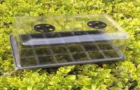 China Plastic Seed Germination Trays with Dome 72 Cell Black Horticulture Seed Starting Tray for sale