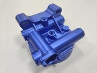 China CNC Machined 6061 Aluminum Alloy Fluid Valve Body with 5-axis CNC Milling and Blue Anodizing Valve Cover for sale