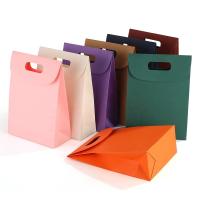 China Wholesale Customizable Candy Kraft Paper Bag Solid Color Flip Cover Handbag with LOGO Gift Paper Bag for sale