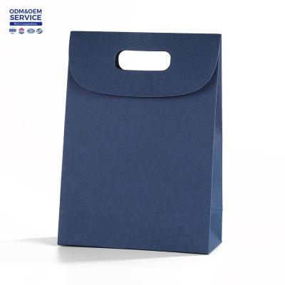 China Luxury Flat Handle Kraft Paper Bag  Custom Black Packaging Paper Box Printed Bag Packaging Paper Bags for sale