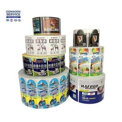 China Custom Printed Logo Vinyl PVC Waterproof Adhesive Round Roll Label Food Glass Bottle Packaging Sticker for sale