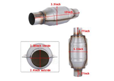 China TWC 2.25'' Ceramic Coating Three Way Catalytic Converter Euro 2 3 4 for sale