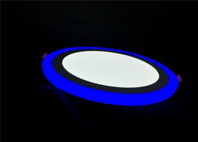 China Round Slim 24W Double Color LED Panel Embedded Ceiling With Blue Edge SMD2835 for sale