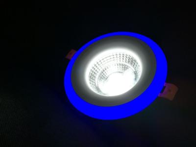 China Double Color Round COB Led Downlight Recessed 18W+4W Cambered White + Blue for sale