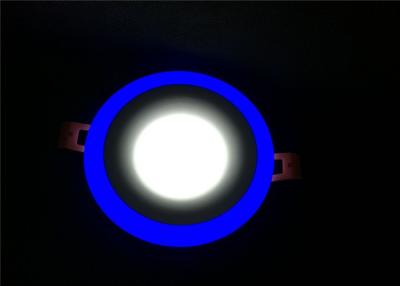 China Cambered 6w+3w Coloured LED Downlights Blue Edge Lit Recessed Round Panel Light for sale
