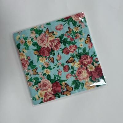 China 25*25 Restaurant Disposable Napkins 18gsm Floral Paper Napkins for sale