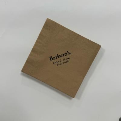 China OEM & ODM Custom Printed Paper Napkins 2ply Brown Beverage Napkins for sale