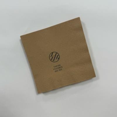 China 27×27cm Brown Paper Serviettes 3Ply Brown Paper Napkins For Banquets & Events for sale