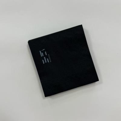 China 18gsm Embossed Black Disposable Napkins 25*25 Black Paper Dinner Napkins for sale