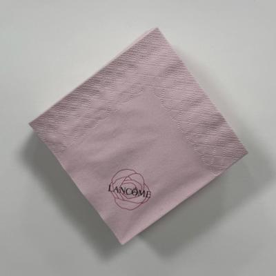 China Pink Printed Paper Cocktail Napkins 2Ply 25*25cm For Supermarket for sale