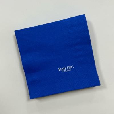 China 30*30 Blue Paper Napkins Restaurant Custom 2ply Beverage Paper Napkins Tissue for sale