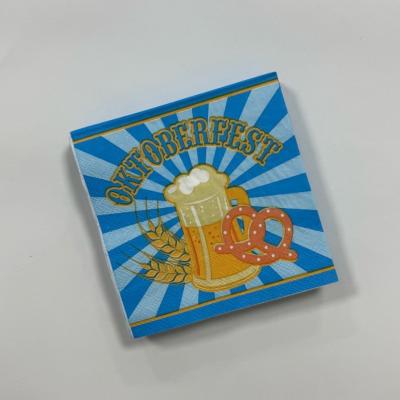 China 1/4 Fold Printed Beverage Napkins 27*27cm Lunch Paper Napkins for sale