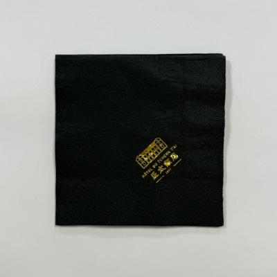 China Black Gold Foil Cocktail Napkins 33*33cm 3Ply Customized Printed Tissues for sale