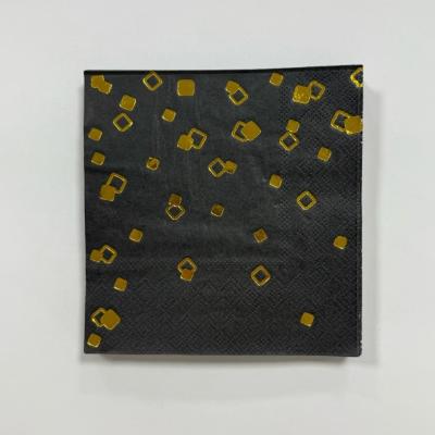 China Party Gold Polka Dot Napkins 25x25cm Serviettes Printed 3 Ply for sale