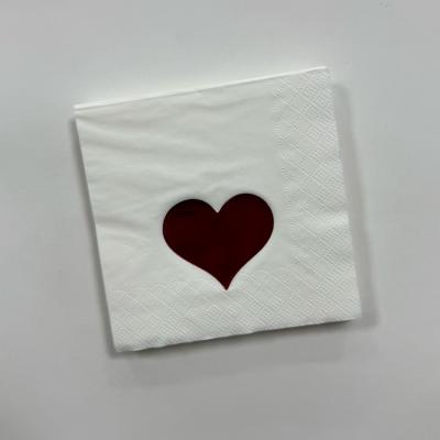 China Cordiform Silver Foil Paper Napkin 33x33cm Food Grade 2 Ply Beverage Napkins for sale