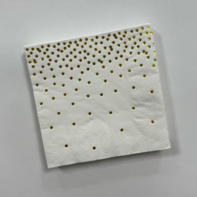 China Cafe Silver Foil Paper Napkin 23*23cm 2 Ply 3 Ply Serviettes for sale