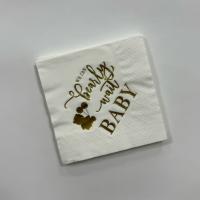 China White Paper Napkins 25x25cm Gold Foil Cocktail Napkins 2 Ply Food Grade for sale