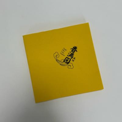 China 25*25cm 2 Ply Yellow Tissue Dinner Napkin Folded Disposable Paper Napkins for sale