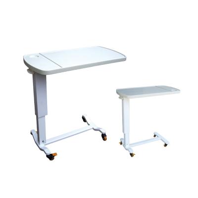 China MN-OVT001 ABS Adjustable Four Rubber Castors Bedside Over Bed Table Hospital Dining Table for sale
