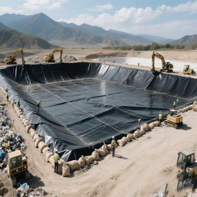 China Biogas Pond Anti-Seepage HDPE Geomembrane Black 0.2-2mm Thickness Anti-UV Eco-Friendly Smooth Molding High Cost Performance Roll for sale