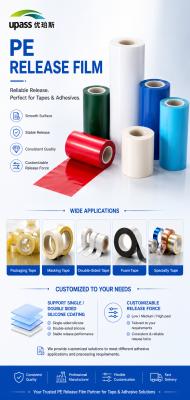 China Double Silicon PE Release Film for Acrylic Tape & PE Foam Tape Applications for sale