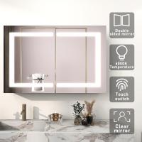 China Bathroom Storage Lighted Mirror TV Decoration Double Door Medicine Cabinet for sale