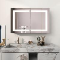 China Bathroom Storage Lighted Mirror TV Decoration Double Door Medicine Cabinet for sale