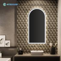 China Arch Shape Modern Luxury Hotel Bathroom Decorative Round Wall Smart Mirror With LED Lighted for sale