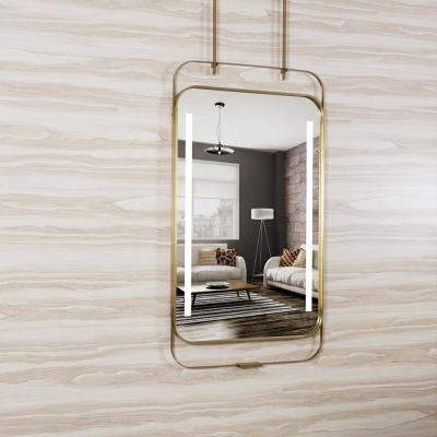 China Rust Resistant LED Lighted Metal Framed Bathroom Wall Mirror with Round Corner Design for sale