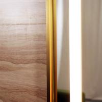 China Rust Resistant LED Lighted Metal Framed Bathroom Wall Mirror with Round Corner Design for sale
