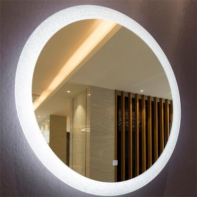 China Smart Touch Screen LED Mirror Bathroom Luxury IP44 Suitable Defogger and Time Display for sale