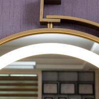 China Rust Resistant Metal Frame Hotel Vanity Smart Bath Wall Mirror with Heating and Anti-Fog LED for sale