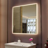 China Waterproof Square Acrylic Bathroom LED Light Mirror With AC100-120V Voltage Bathroom for sale