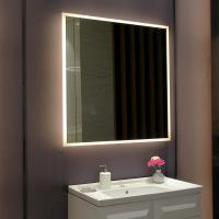 China Waterproof Square Acrylic Bathroom LED Light Mirror With AC100-120V Voltage Bathroom for sale
