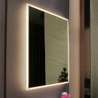 China Waterproof Square Acrylic Bathroom LED Light Mirror With AC100-120V Voltage Bathroom for sale
