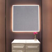 China Waterproof Square Acrylic Bathroom LED Light Mirror With AC100-120V Voltage Bathroom for sale