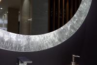 China Clear Smart Adjusting Dimming and Color Temperature Round Decorative Wall Mounted Bathroom LED Mirror for sale